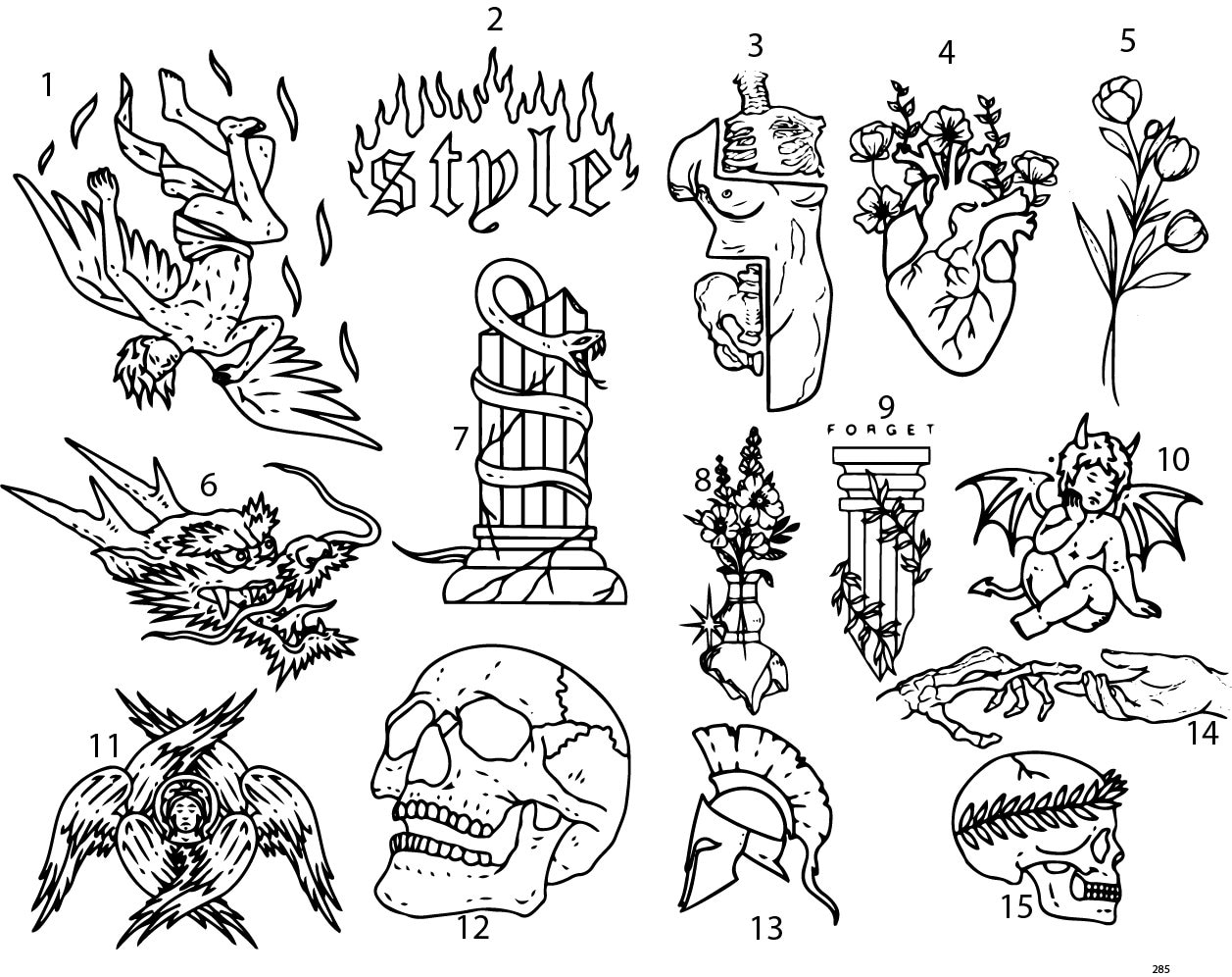 Pre-made Ready to Use Flash Tattoo Stencils Set of 4 - Etsy