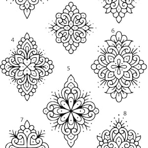 Pre-made Ready to Use Hand Poke Girly Mandala Flash Tattoo Stencils Set ...