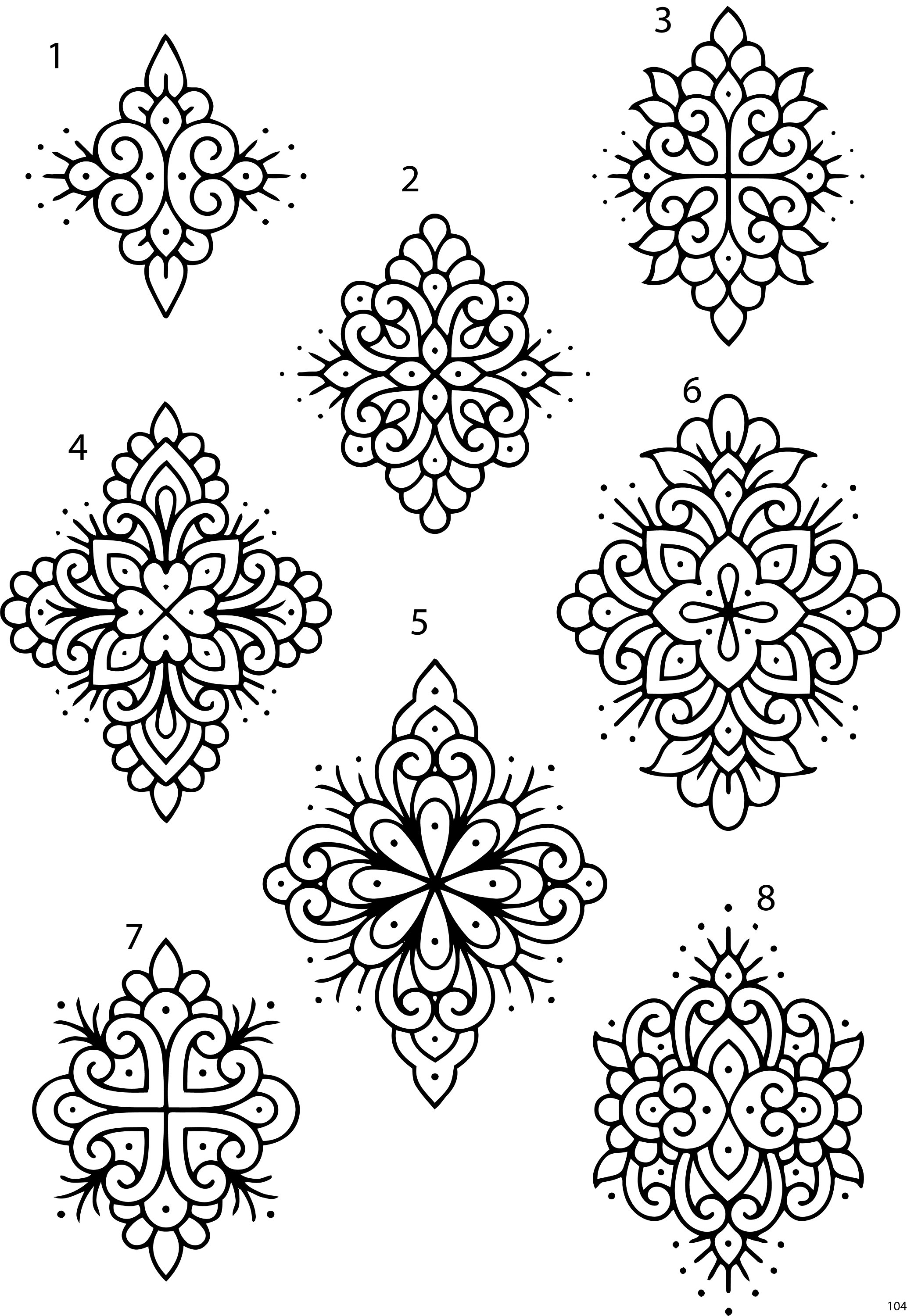 Pre-made Ready to Use Hand Poke Girly Mandala Flash Tattoo Stencils Set ...