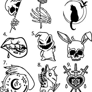 Pre-made Ready to Use Flash Tattoo Stencils Set of 4 - Etsy