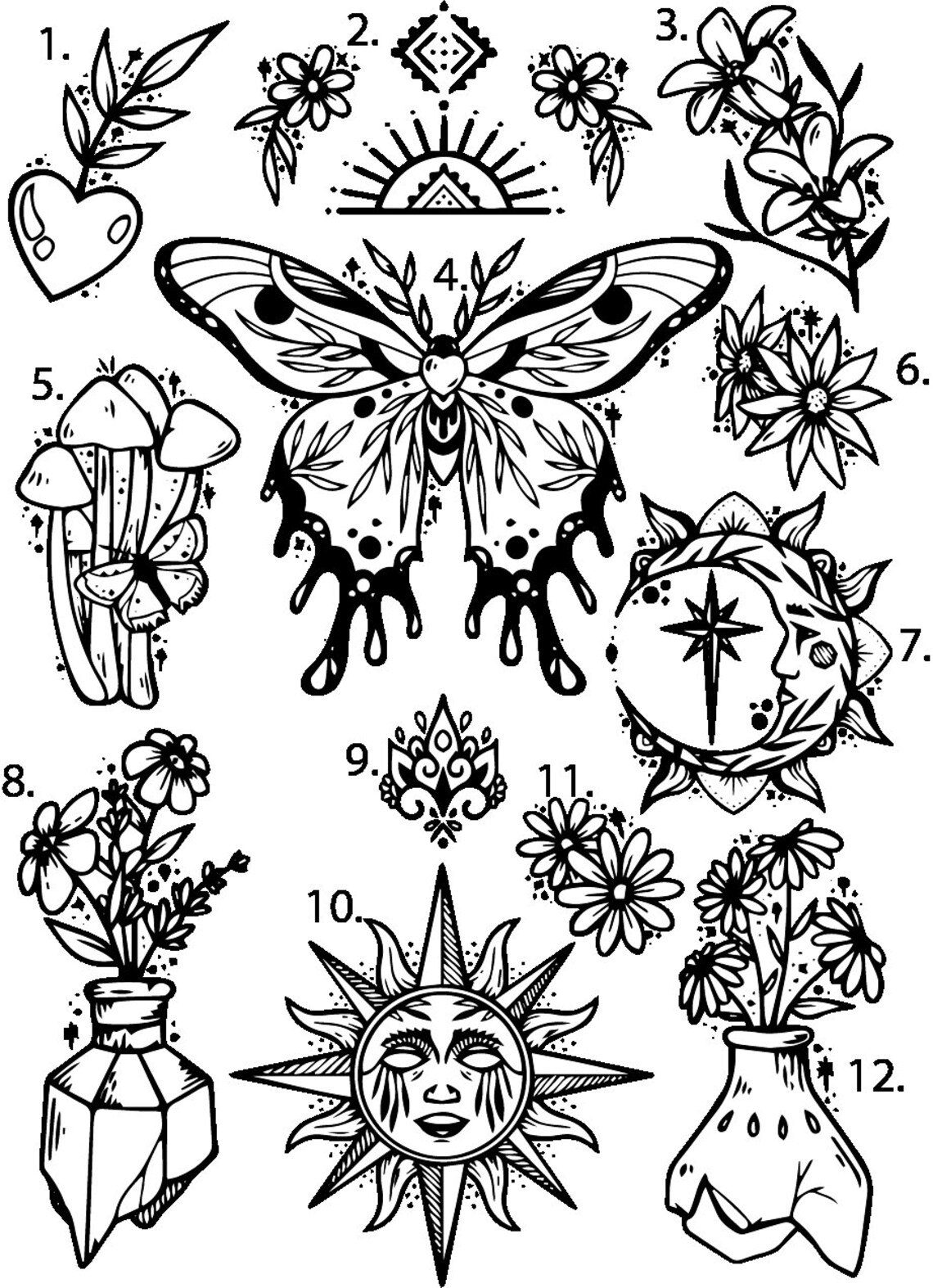 Pre-made Ready to Use Butterfly Sun Moon Heart Flower Flash - Etsy