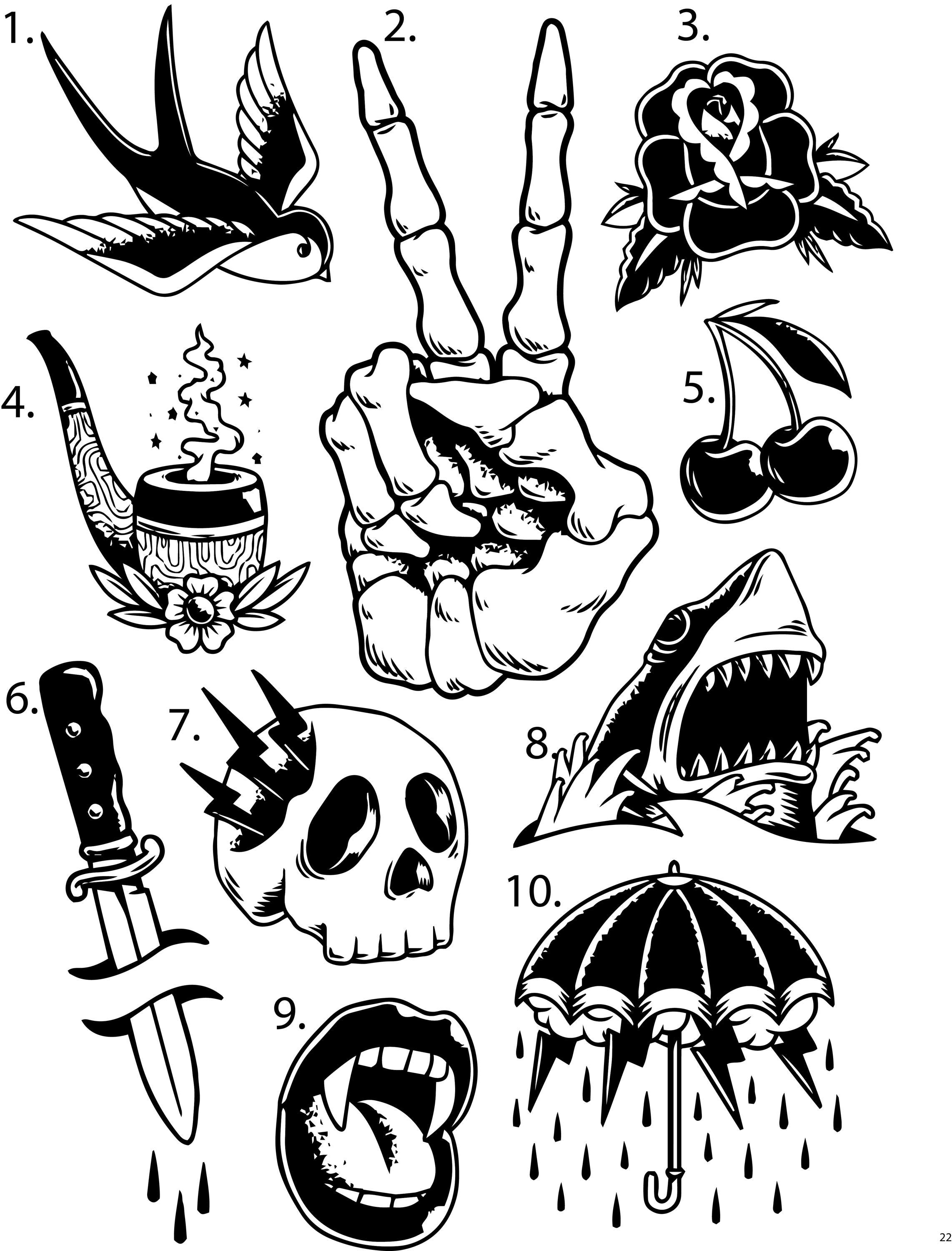 Pre-made Ready to Use Flash Tattoo Stencils Set of 4 - Etsy