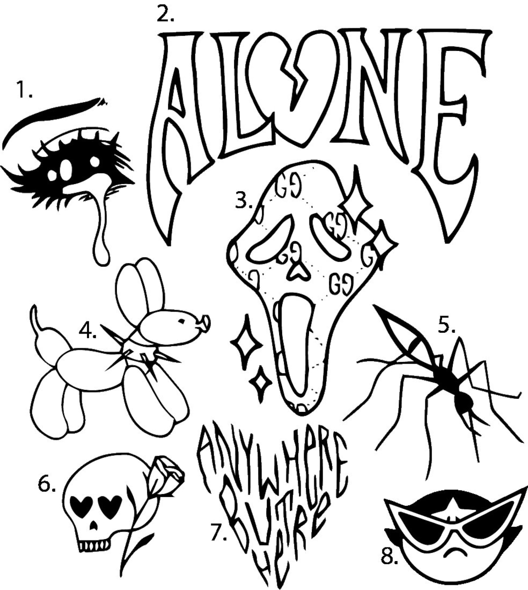 Pre-made Ready to Use Flash Tattoo Stencils Set of 4 - Etsy