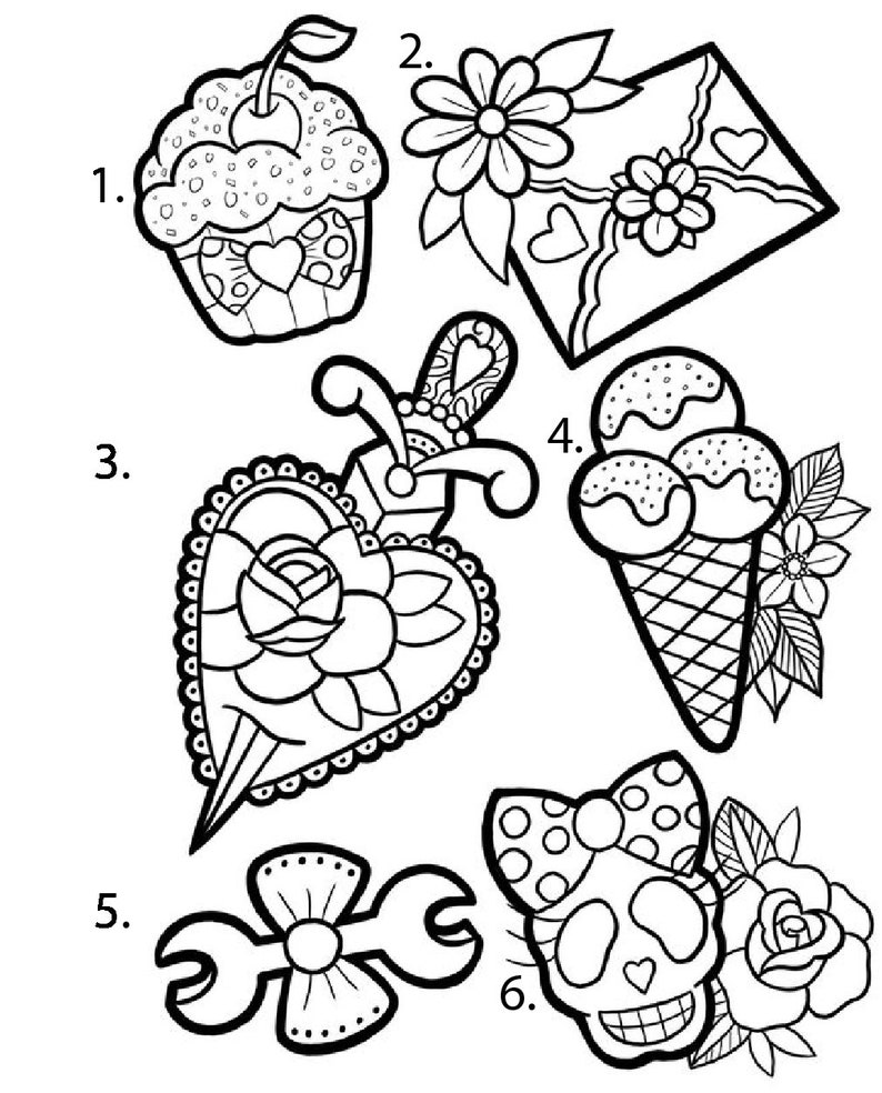 Pre-cut Ready to Use Cute Girly Tattoo Stencils Set of 4 - Etsy