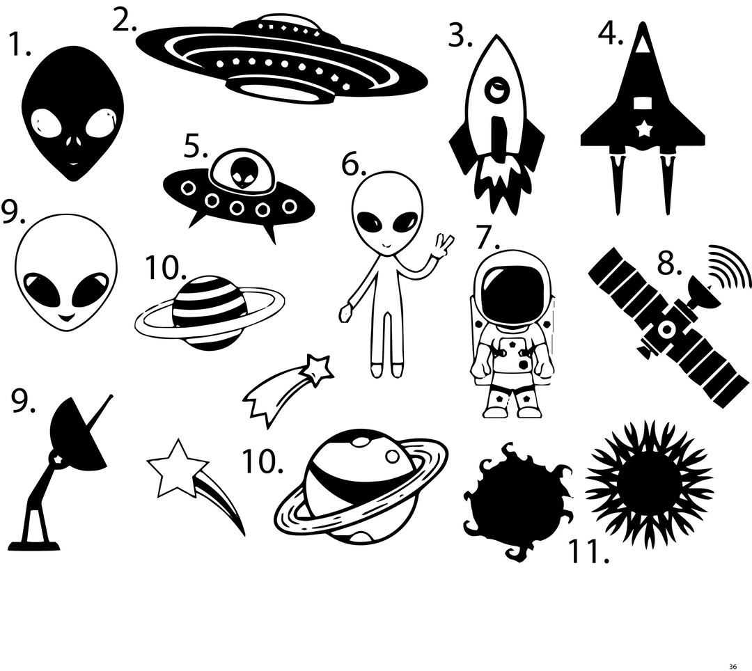 Pre-made Ready to Use Alien / Space Flash Tattoo Stencils Set of 4 - Etsy