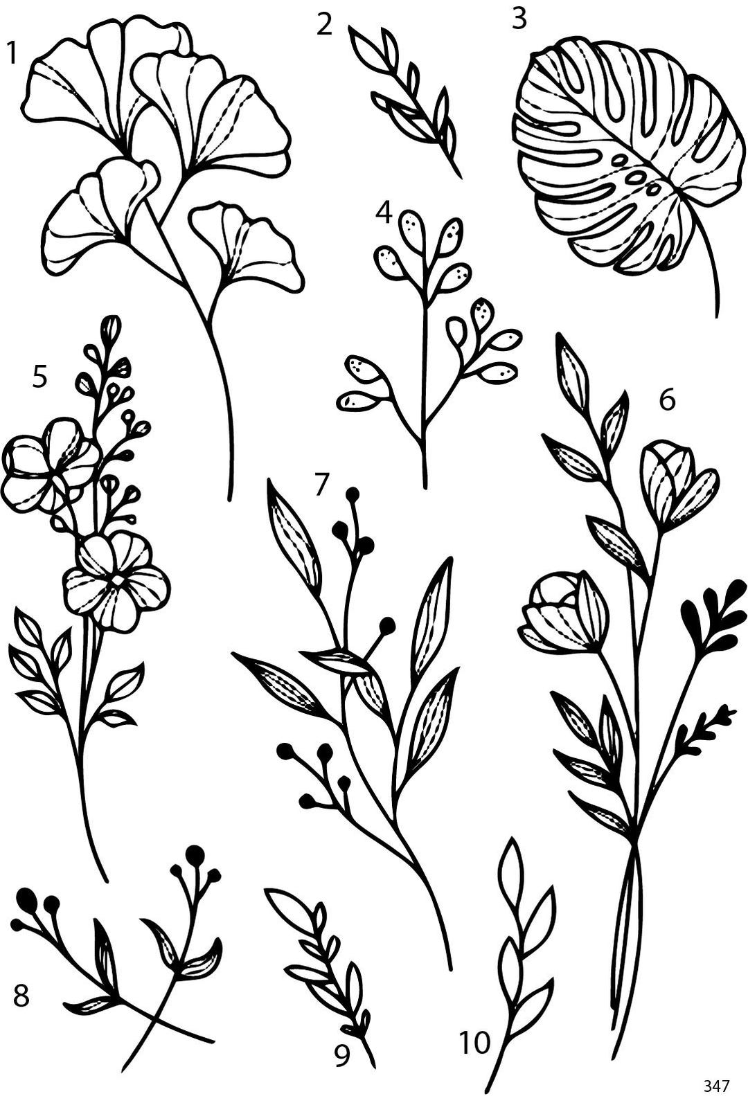 Pre-made Ready to Use Cute Floral Flash Tattoo Stencils Set of 4 - Etsy