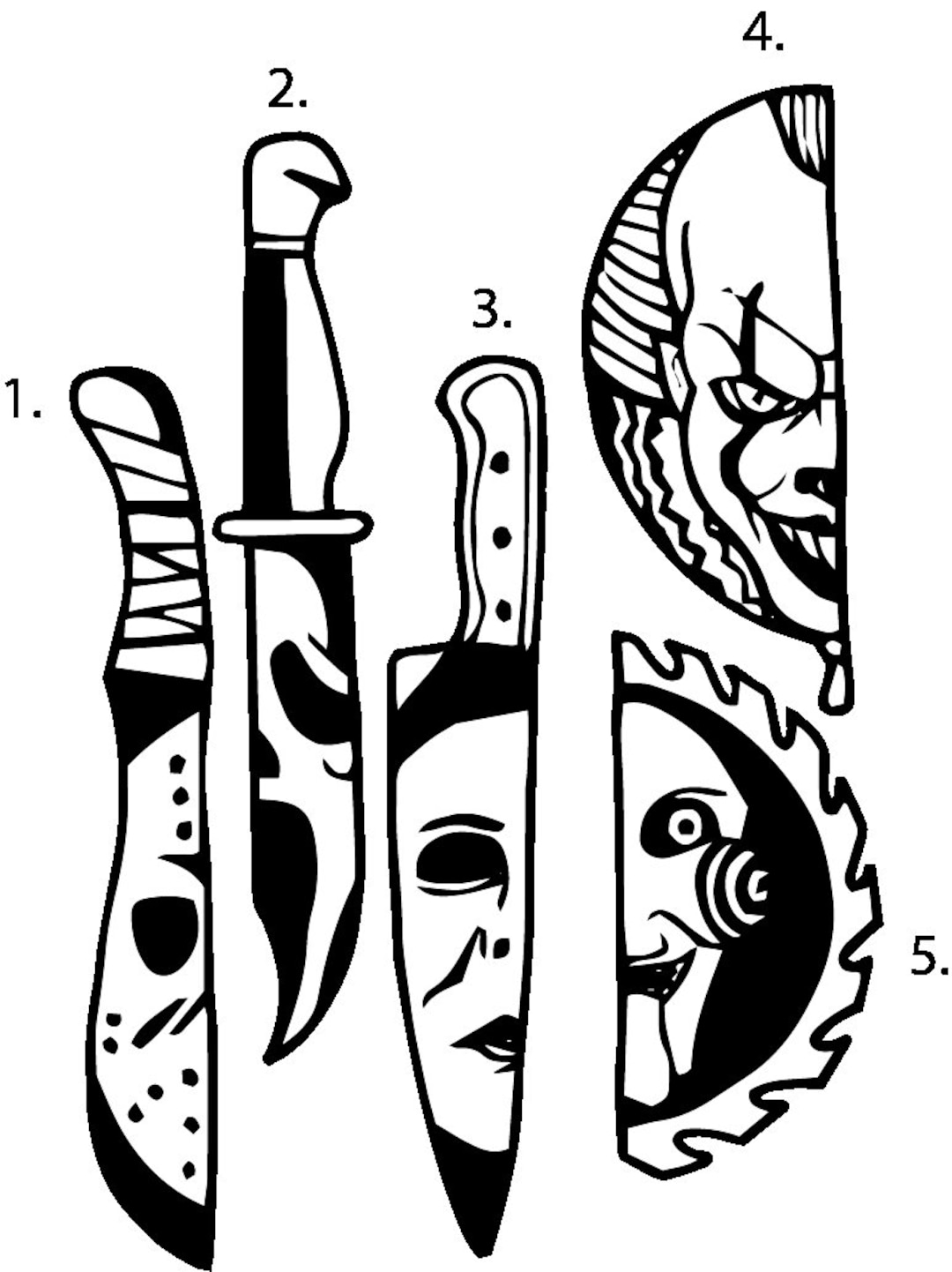 Pre-made Ready to Use Horror Spooky Scary Flash Tattoo Stencils Set of ...