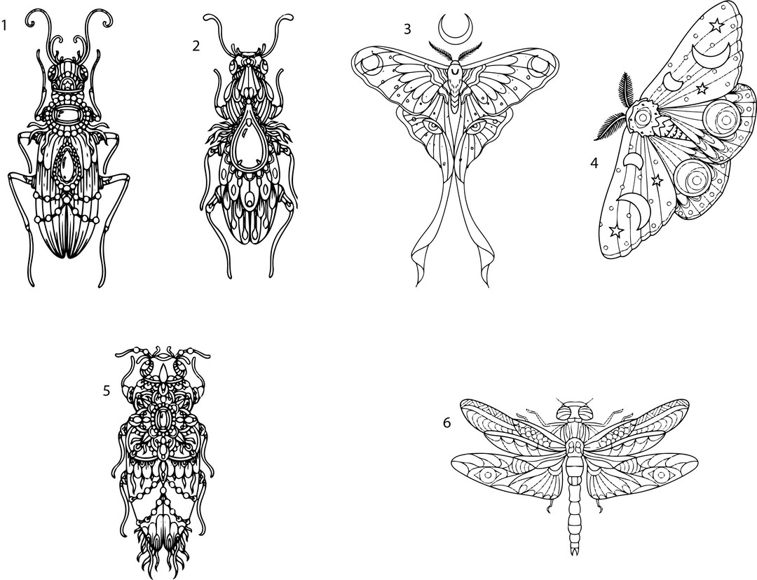 Pre-cut Ready to Use Mandala Bug Beetle Butterfly Tattoo Stencil ...