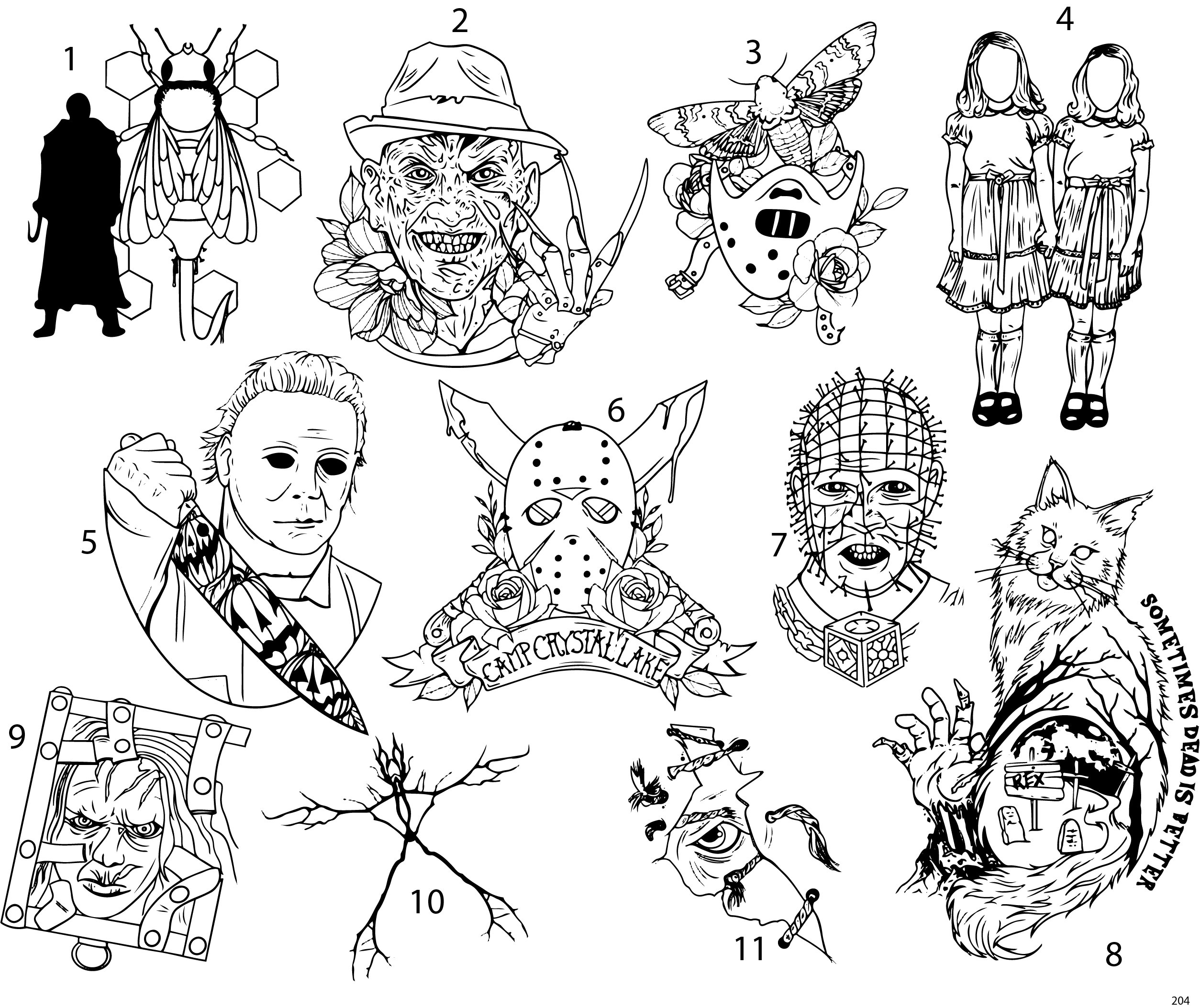Pre-made Ready to Use Flash Halloween Spooky Horror Friday 13th Tattoo ...
