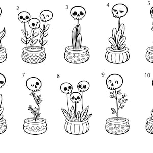Pre-made Ready to Use Flash Skull Flowers Sunflower Tattoo Stencils Set ...