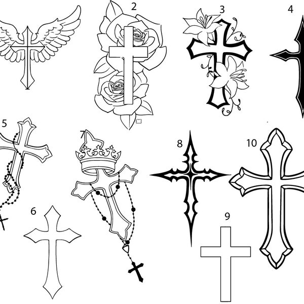 Cross Tattoo Stencils - Etsy