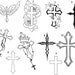 Pre-made Ready to Use Flash Cross Tattoo Stencils Set of 4 - Etsy