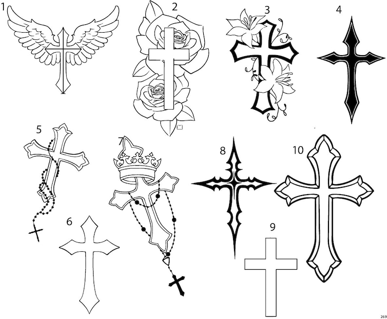Pre-made Ready to Use Flash Cross Tattoo Stencils Set of 4 - Etsy