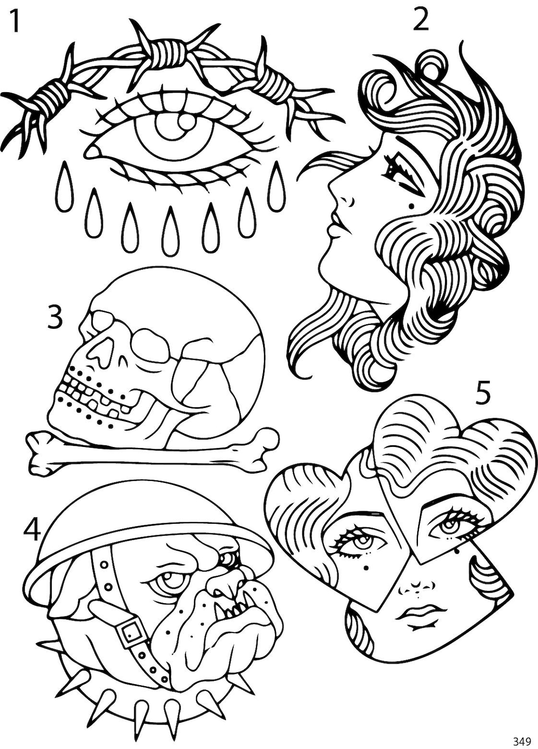 Pre-made Ready to Use Flash Tattoo Stencils Set of 4 - Etsy