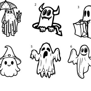 Pre-made Ready to Use Cute Spooky Ghost Flash Tattoo Stencils Set of 4 ...