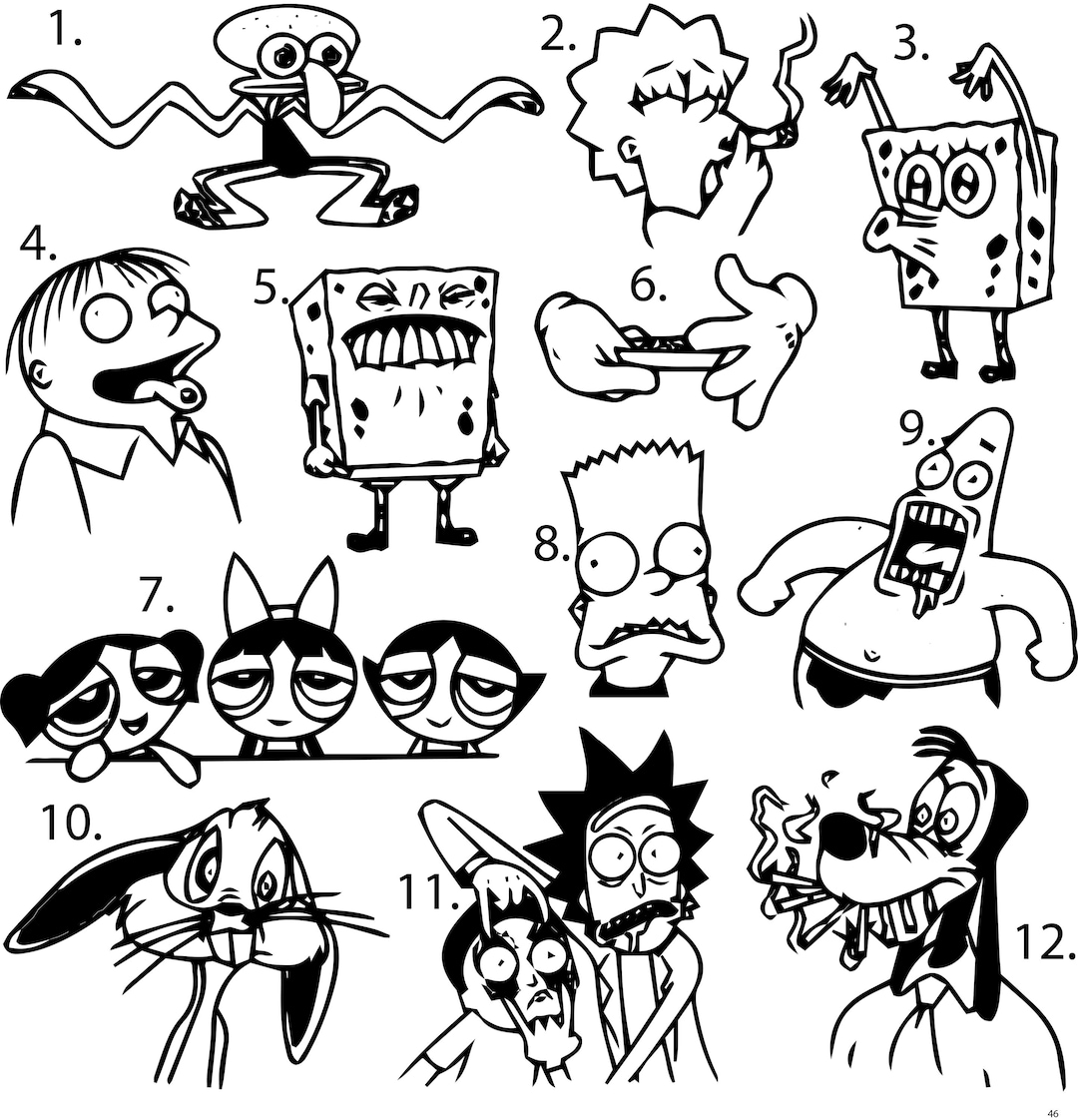 Pre-made Ready to Use Cartoon Flash Tattoo Stencils Set of 4 - Etsy