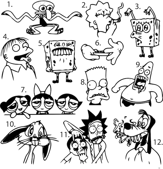 Cartoon Style Tattoo Stencil