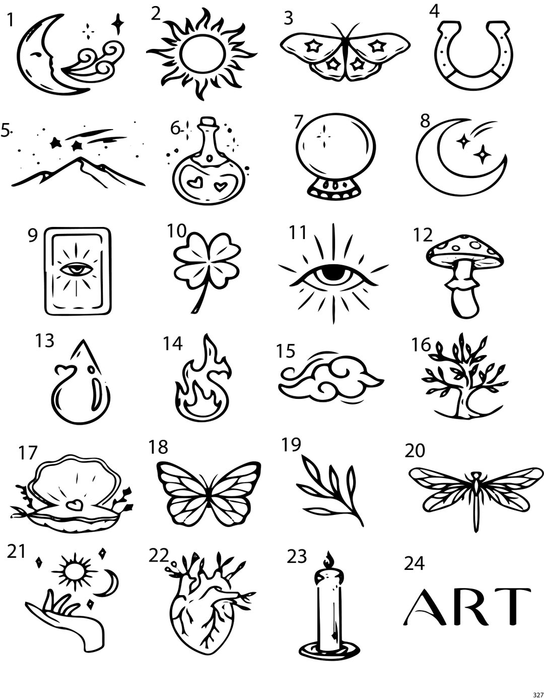 Pre-made Ready to Use Hand Poke Tattoo Stencils Set of 4 - Etsy