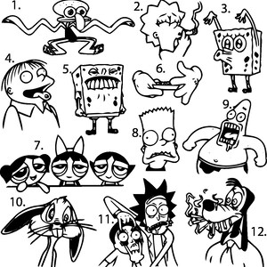 Pre-made Ready to Use Cartoon Flash Tattoo Stencils Set of 4 - Etsy