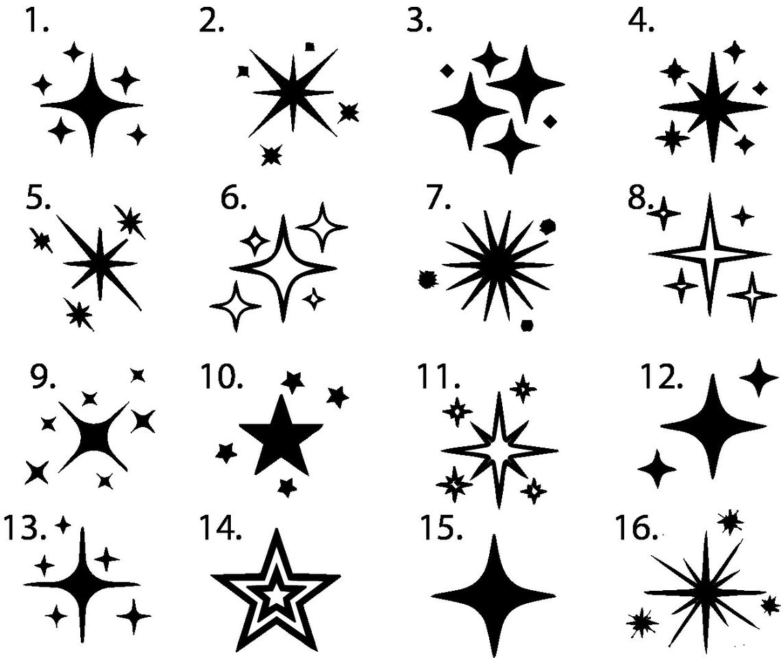 Pre-made Ready to Use Star Tattoo Stencils Set of 4 - Etsy