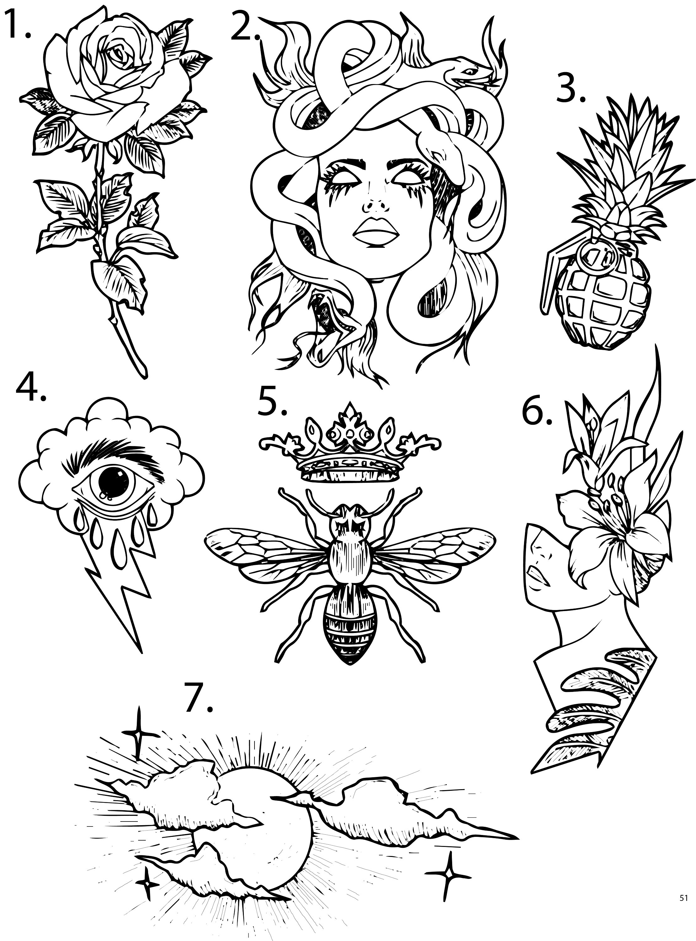 Black And White Tattoos Stencils Pre Made Ready To Use Flash Tattoo