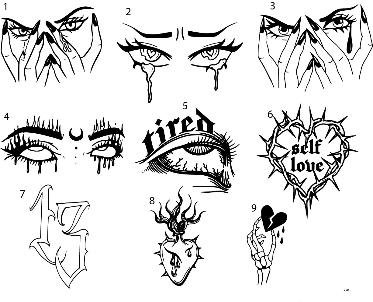 Pre-made Ready to Use Eyes Thorn Heart 13 Broken Heart Flash Tattoo ...