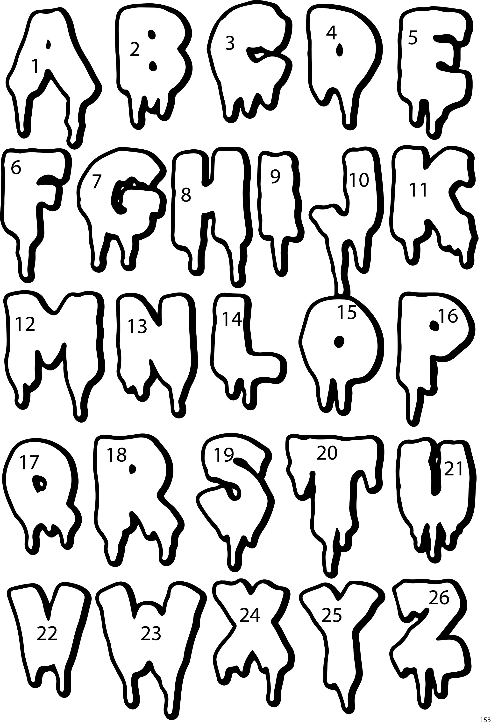 Pre-made Ready to Use Alphabet Flash Tattoo Stencils Set of 4 - Etsy