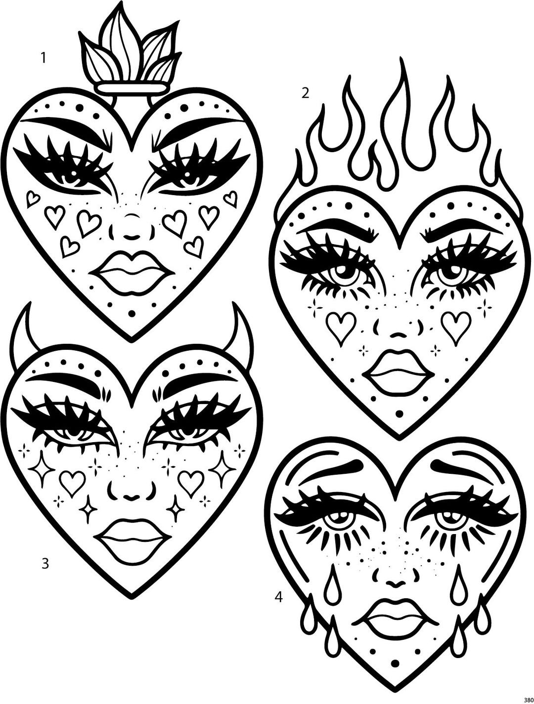 Pre-made Ready to Use Flash Tattoo Stencils Set of 4 - Etsy