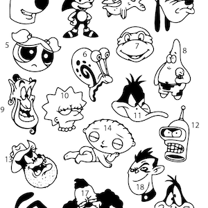 90s Cartoon Tattoo Stencils - Etsy