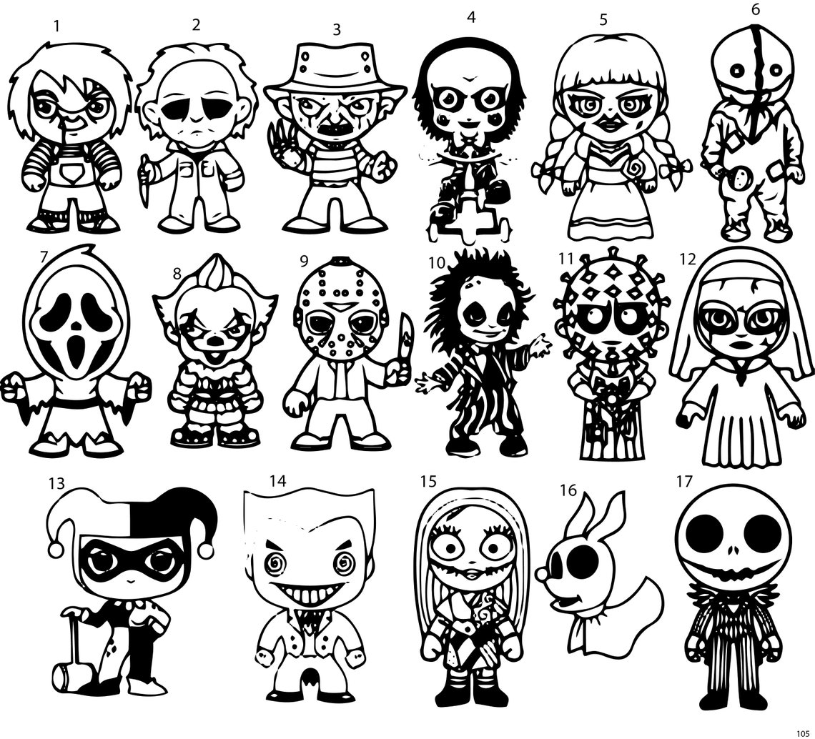 Halloween Horror Cartoon Tattoo Stencils: Ready to Use, Set of 4 - Etsy