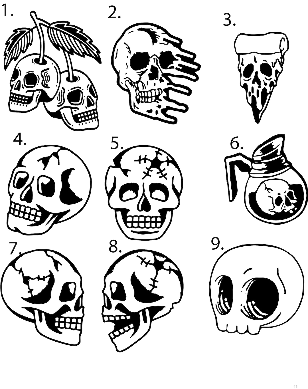 Pre- Made Ready to Use Skull Tattoo Stencils Set of (4) - Etsy