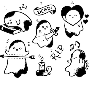 Pre-made Ready to Use Cute Ghost Flash Tattoo Stencils Set of 4 - Etsy