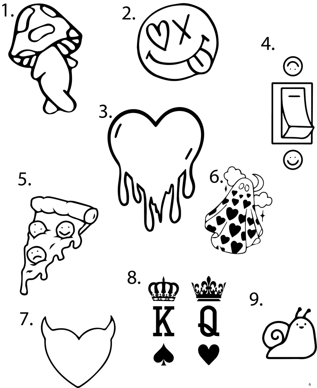 Pre-cut Ready to Use Cute Playful Tattoo Stencils Set of (4) - Etsy