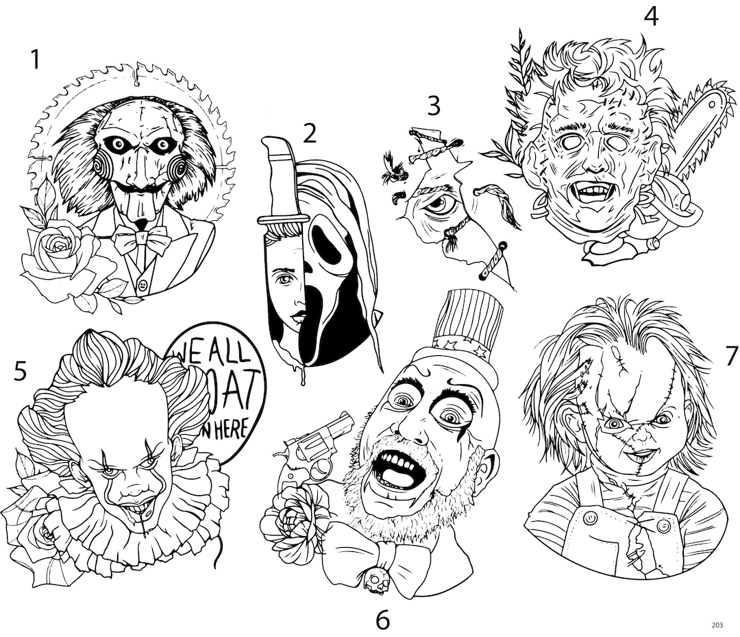 Pre-made Ready to Use Flash Halloween Spooky Horror Friday 13th Tattoo ...