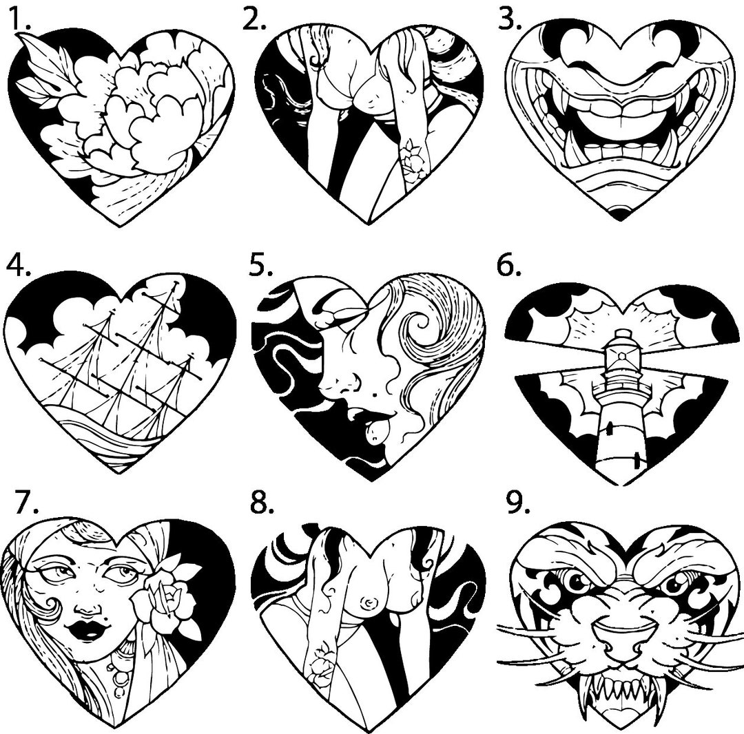 Pre-made Ready to Use Flash Tattoo Stencils Set of 4 - Etsy