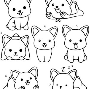 Pre-made Ready to Use Playful Corgi Puppy Flash Tattoo Stencils Set of ...