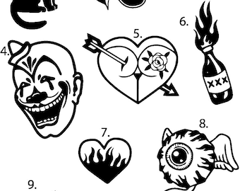 Pre-cut Ready to Use Flash Tattoo Stencils Set of 4 - Etsy