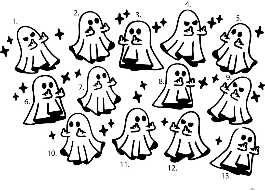 Pre-made Ready to Use Ghost Cartoon Flash Tattoo Stencils Set of 4 - Etsy