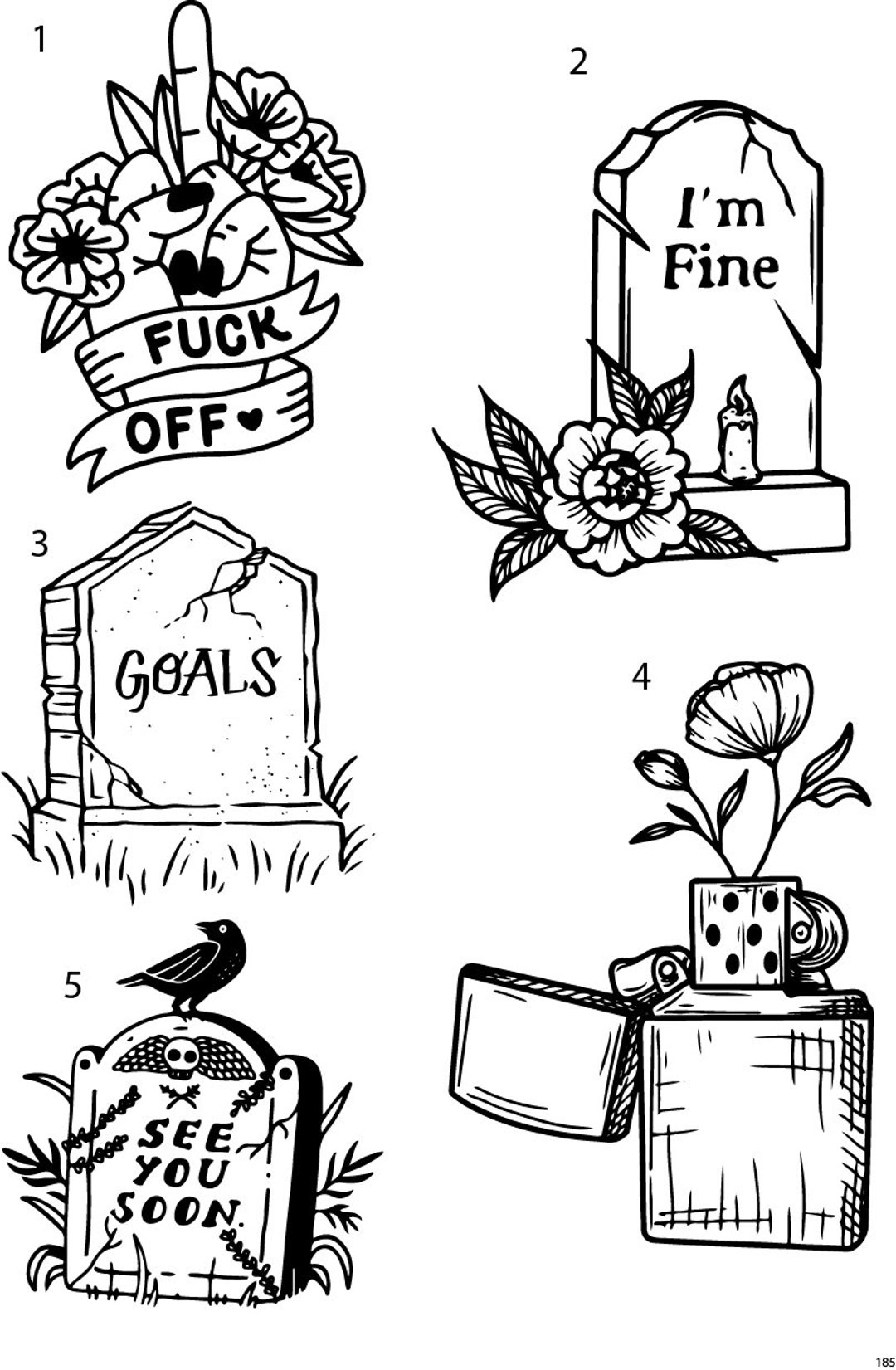 Pre-made Ready to Use Coffin Headstone Spooky Grave Girly Flash Tattoo ...