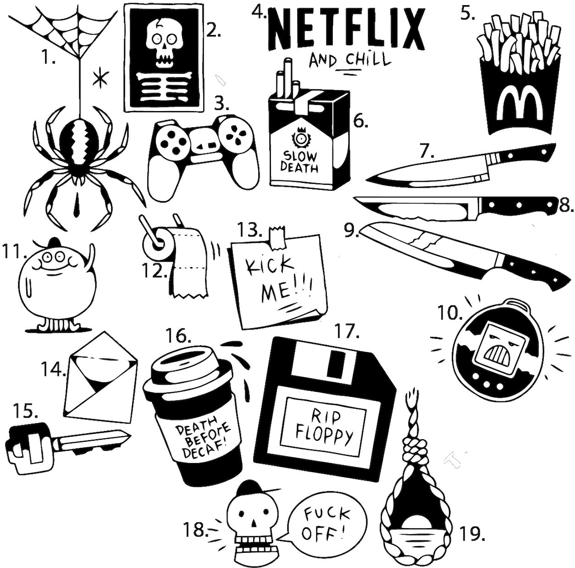 Pre-made Ready to Use Flash Tattoo Stencils Set of 4 - Etsy