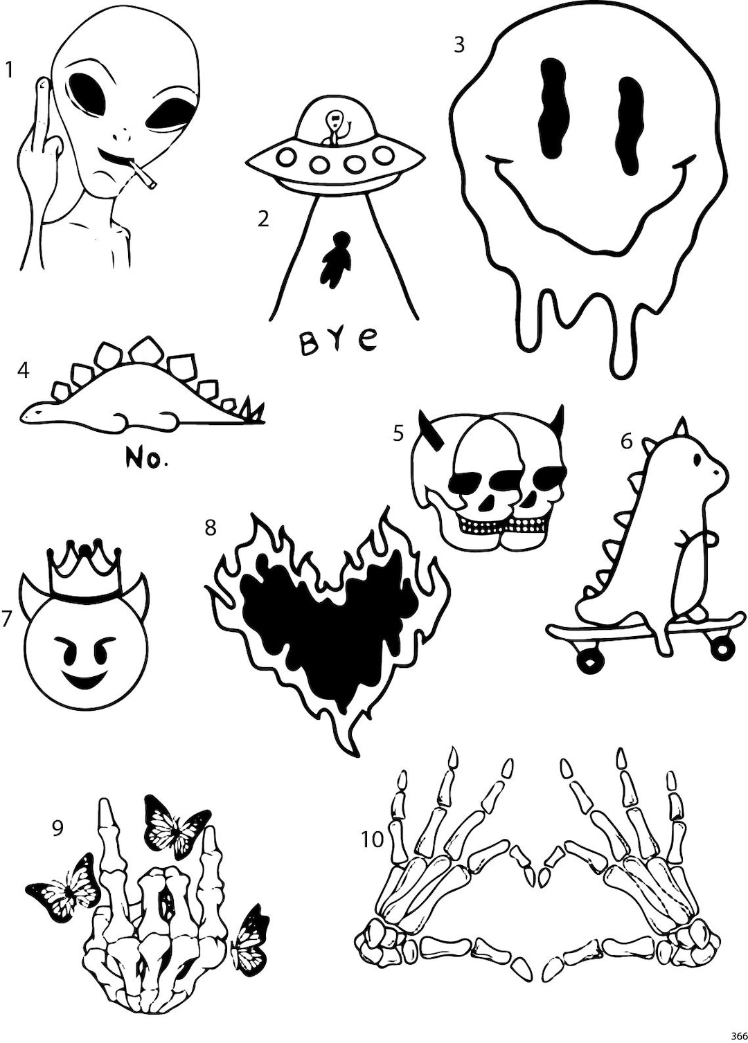 Pre-made Ready to Use Flash Tattoo Stencils Set of 4 - Etsy