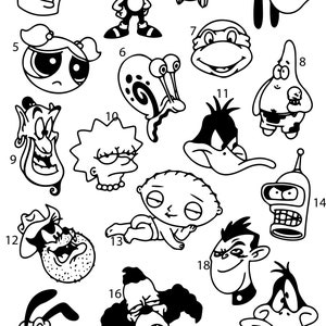 Pre-made Ready to Use Cartoon Flash Tattoo Stencils Set of 4 - Etsy