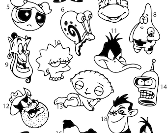Cartoon Characters Tattoo Outlines