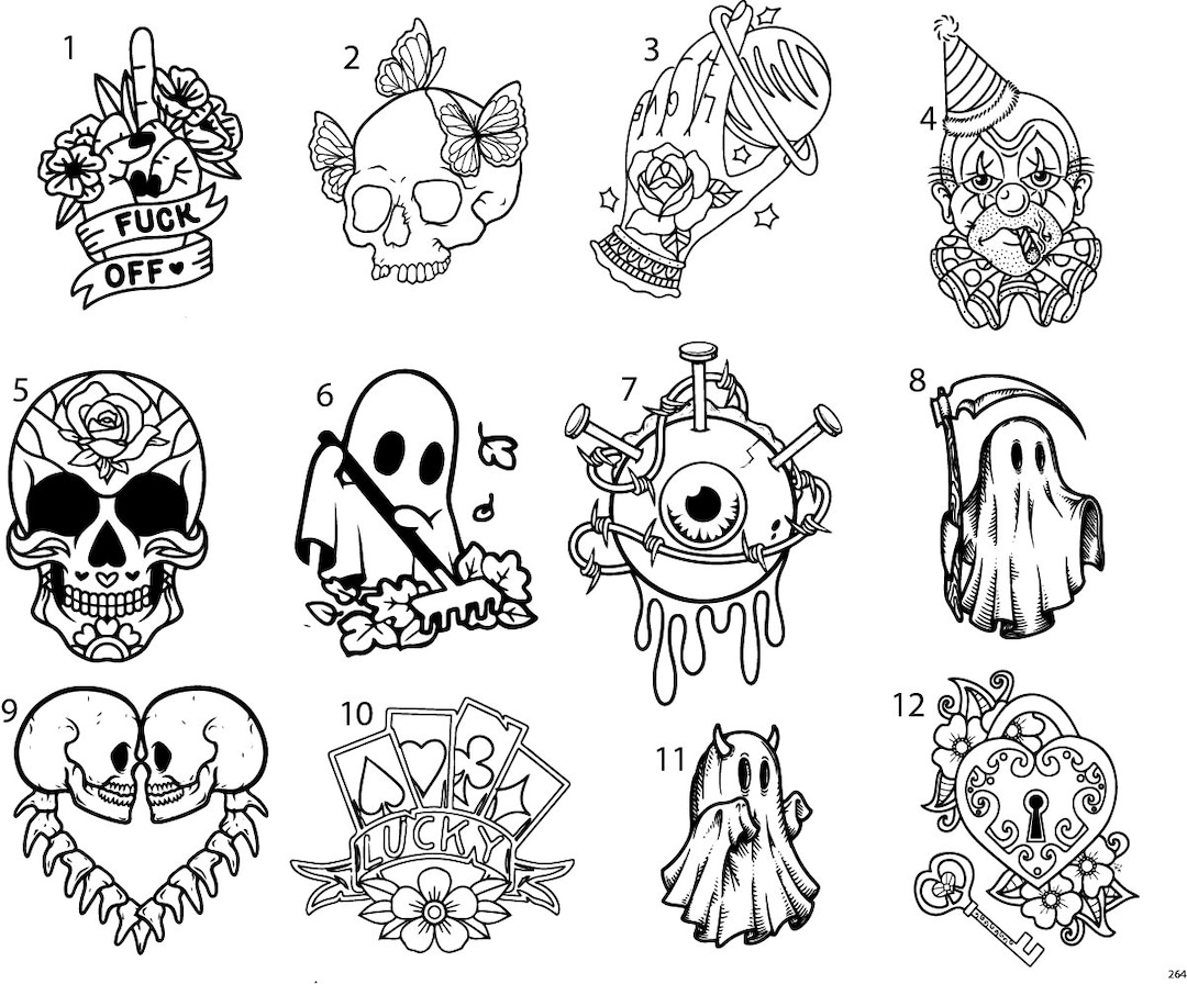 Pre-made Ready to Use Goth Witchy Skeleton Love Ghost Skull Flash ...