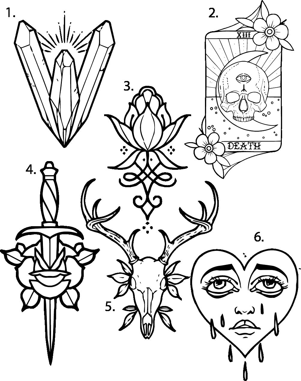 Pre-made Ready to Use Flash Tattoo Stencils Set of 4 - Etsy