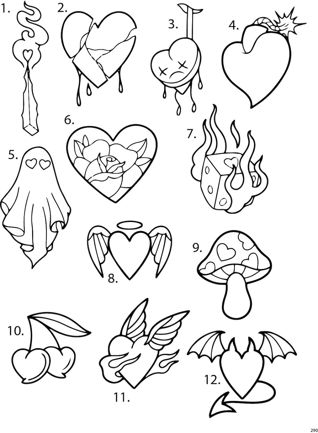 Pre-cut Ready to Use Tattoo Stencils Set of 4 Ghost Love Hearts - Etsy