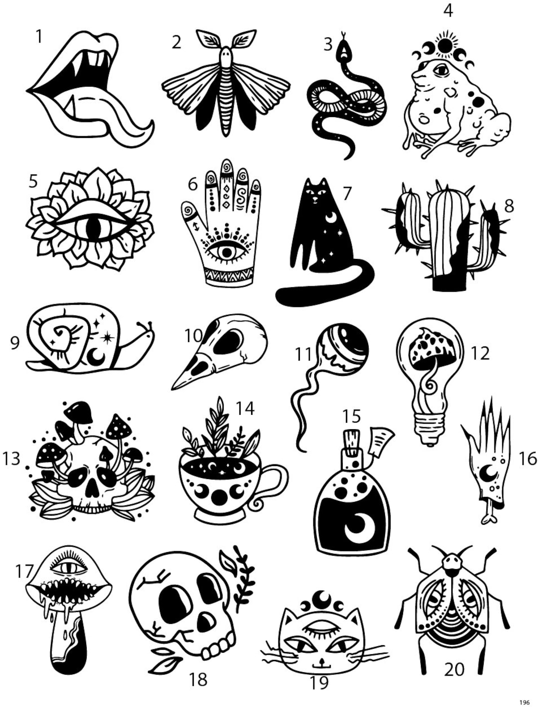 Pre-made Ready to Use Halloween Witchy Spooky Horror Flash Tattoo ...