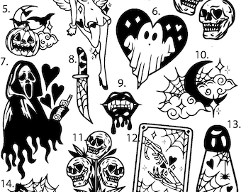 Pre-made Ready to Use Alien / Space Flash Tattoo Stencils Set - Etsy