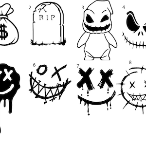 Pre-cut Ready to Use Spooky Witchy Spooky Smile Face Tattoo Stencil ...