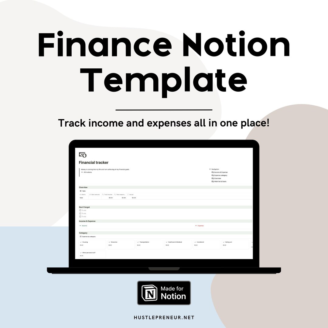 Finance Notion Template, Budget Planner, Income Tracker, Expense ...
